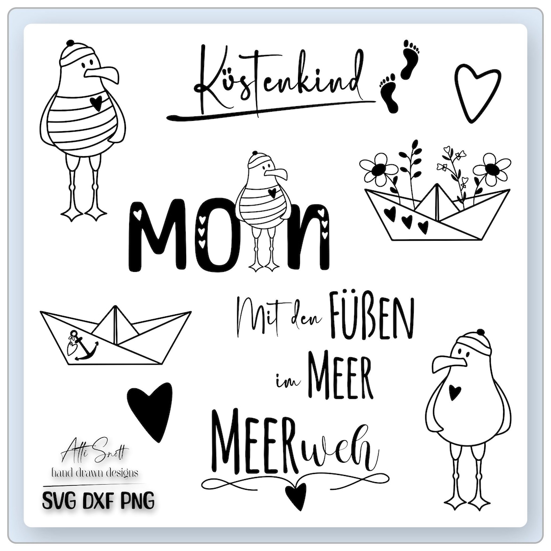 Plotterdatei Meer svg Möwe Schneidedatei cricut Moin svg dxf maritim nautic bundle Datei grafik ...