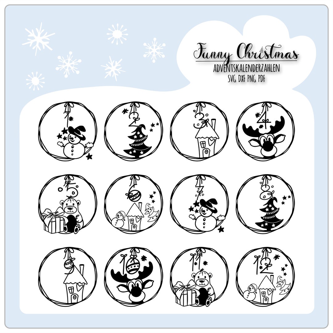Laser File Advent Calendar Numbers Plotter File Christmas Motifs ...
