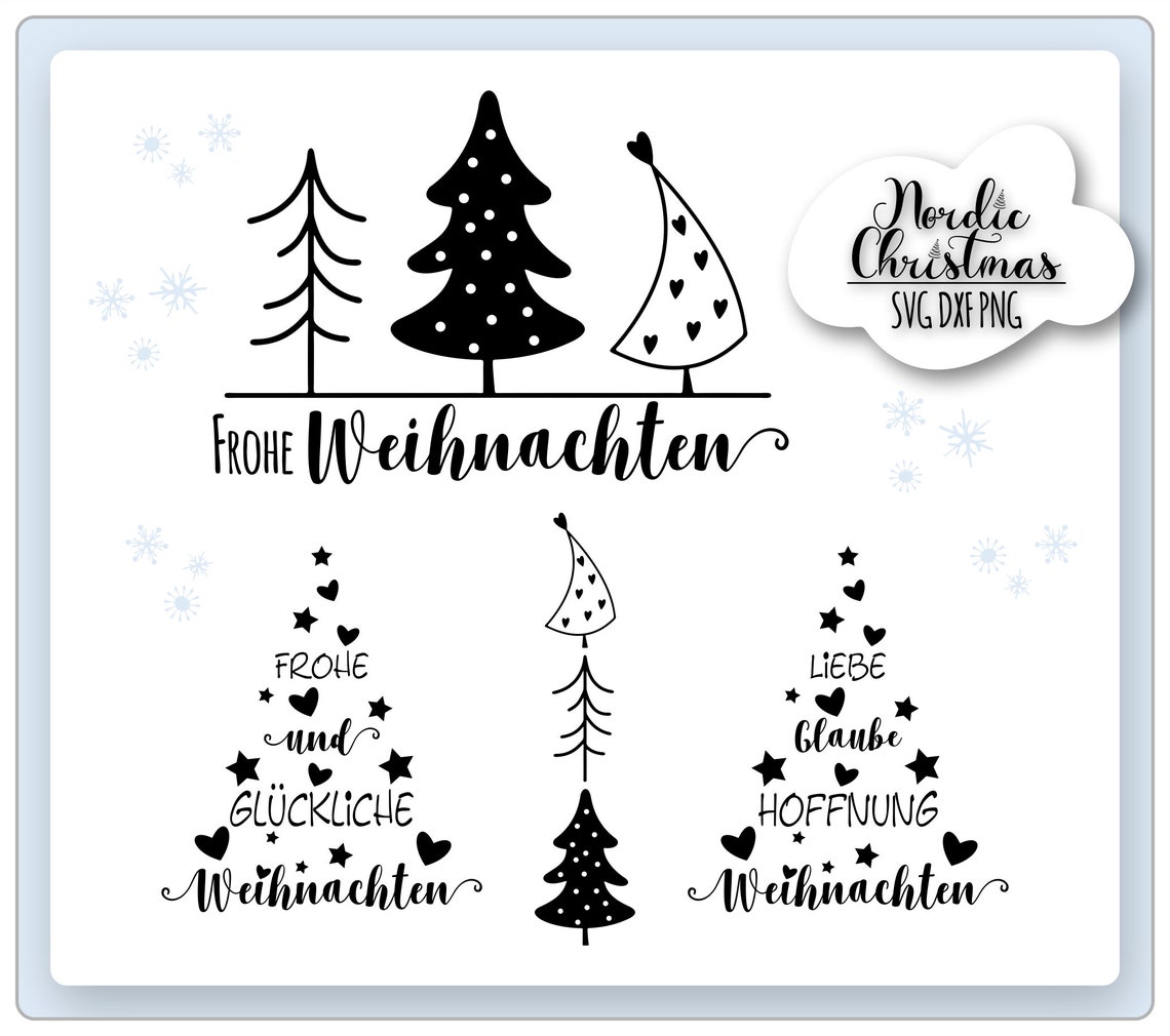 Frohe Weihnachten Plotterdatei Christbaum Weihnachtsbaum Bäume svg png dxf plotten lasern cricut ...