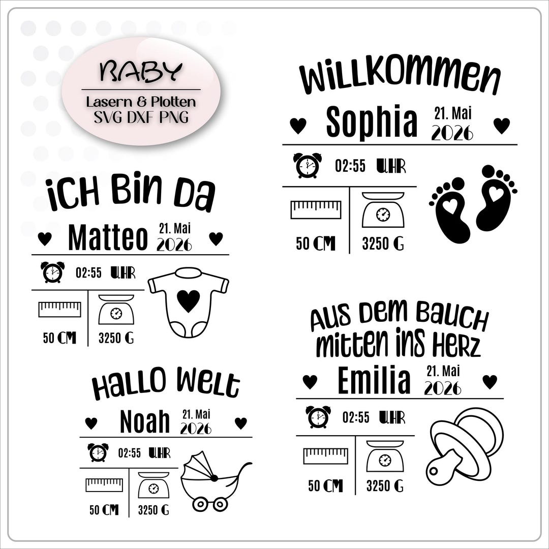 Plotter File Gift Baby Birth Plotter File Baby Data SVG File Memory Box ...