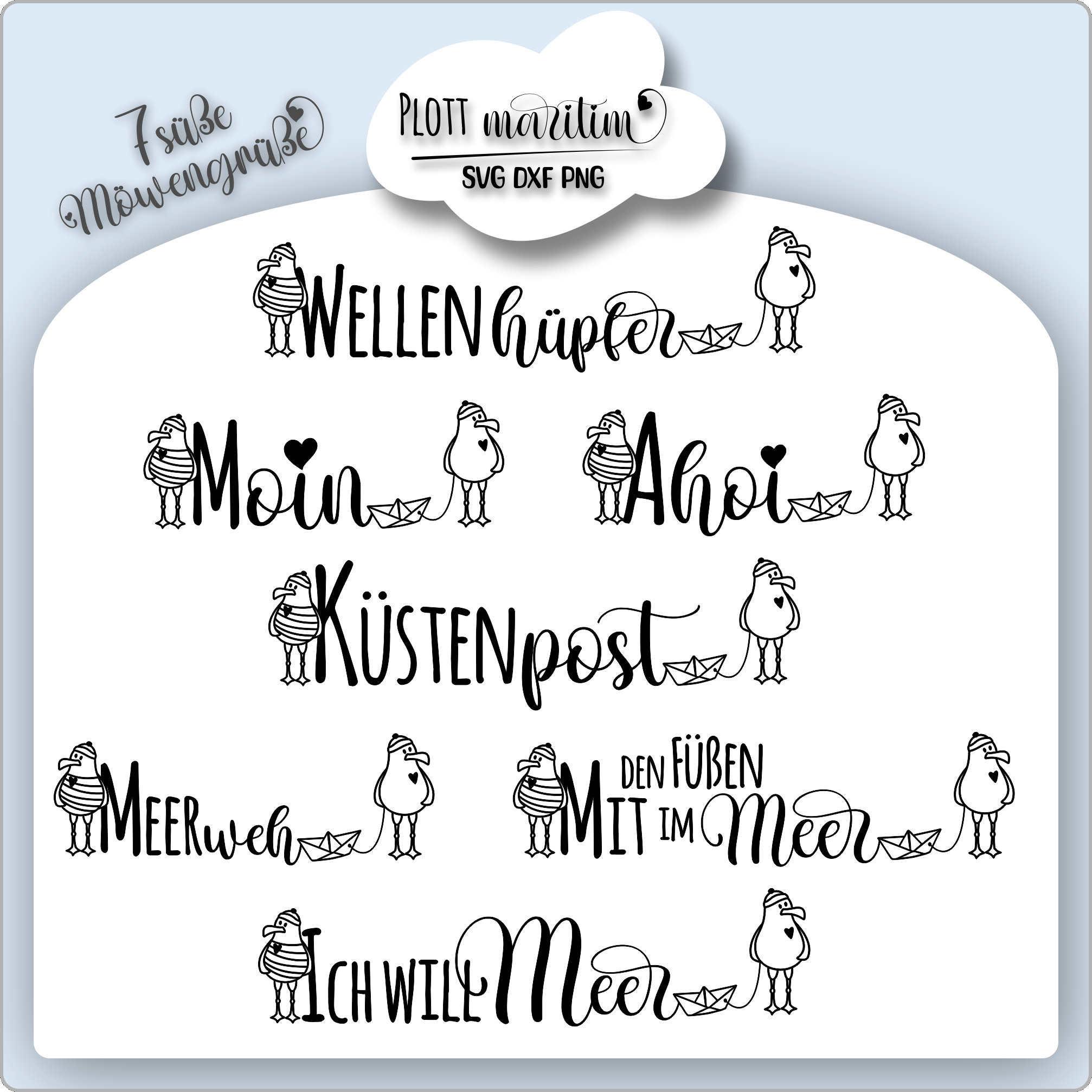 Möwe Plotterdatei Nordsee Ostsee Meer Sprüche Moin Ahoi Küstenpost svg Meerweh svg plotten - Etsy.de