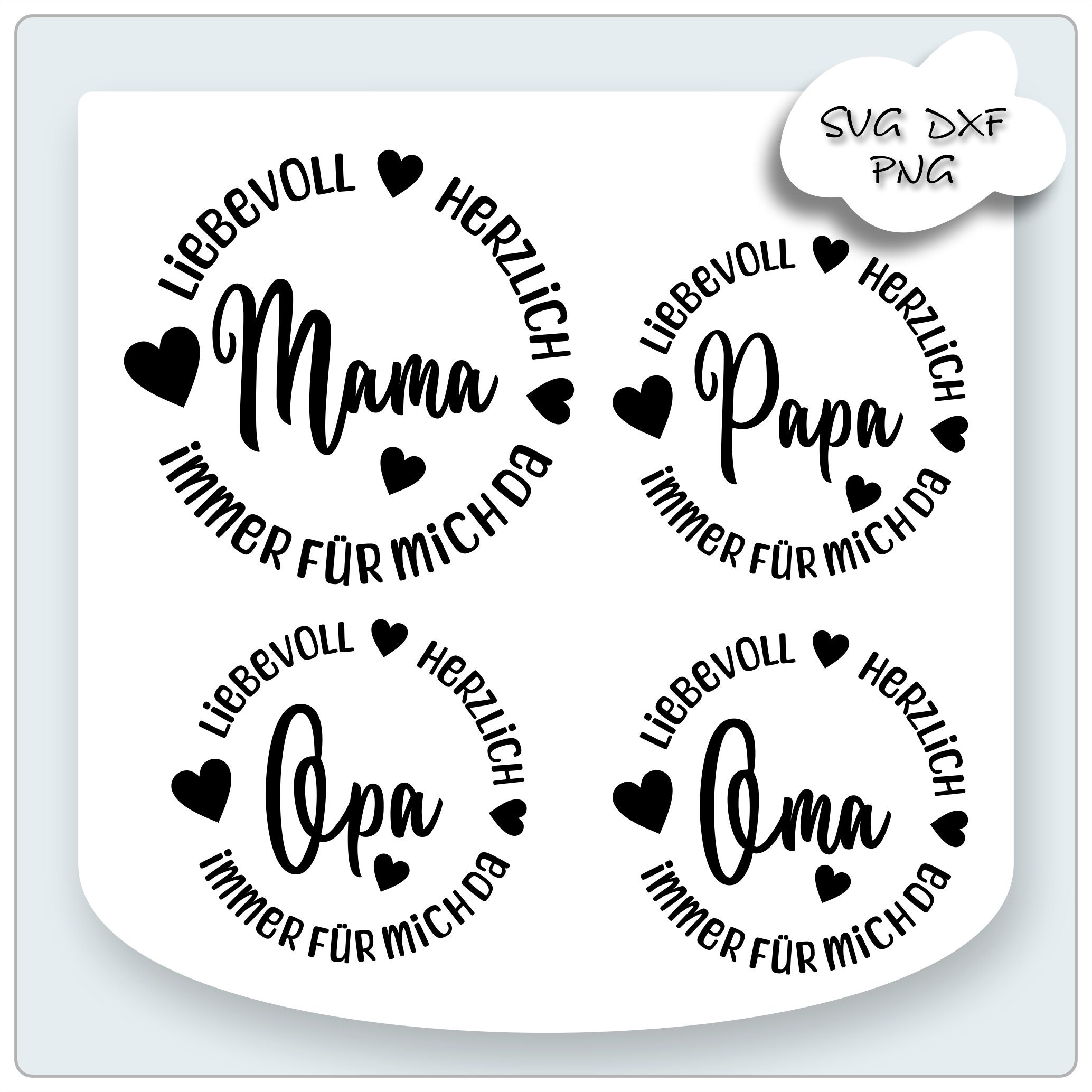 Plotterdatei Mama Papa Oma Opa svg, Muttertag Vatertag, SVG DXF PNG, Plotterdatei Geburt ...