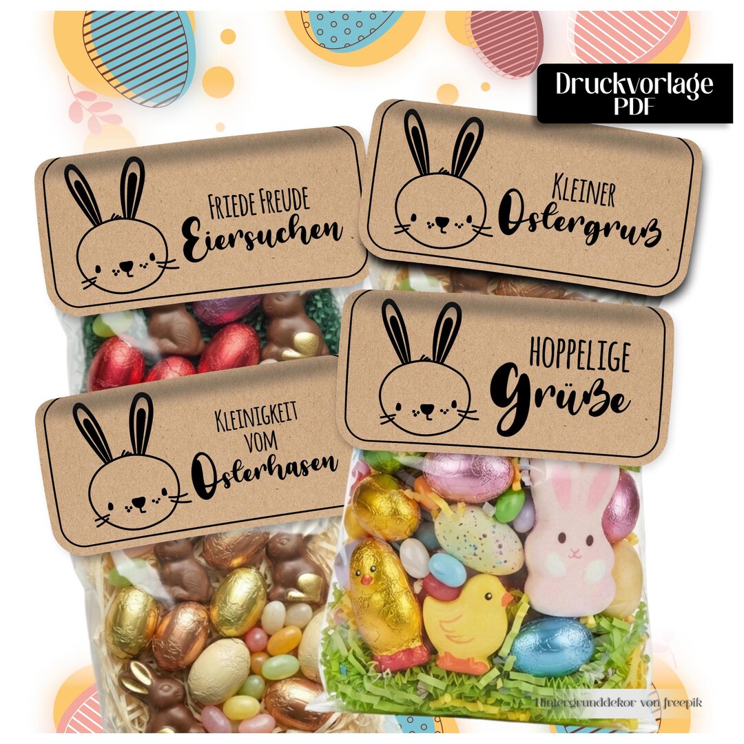 Easter Bag Toppers PDF, Printable Treat Bag Tags, Bunny Favor Labels ...