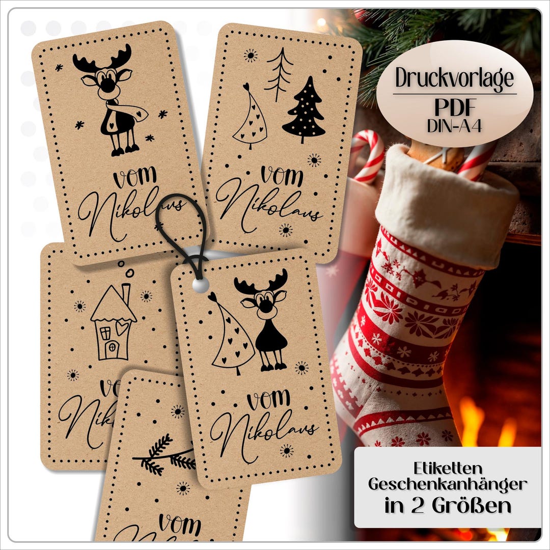 Printable Gift Tag Template for Santa Claus (PDF) Gift Tags, Labels ...