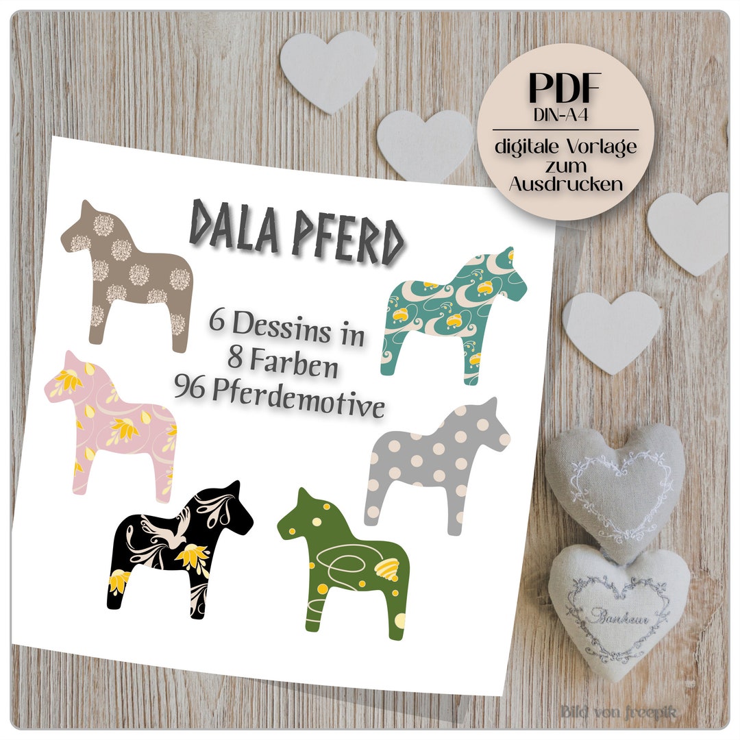 Printable PDF Template Dala Dala Horse for Candles Rubons Printable ...