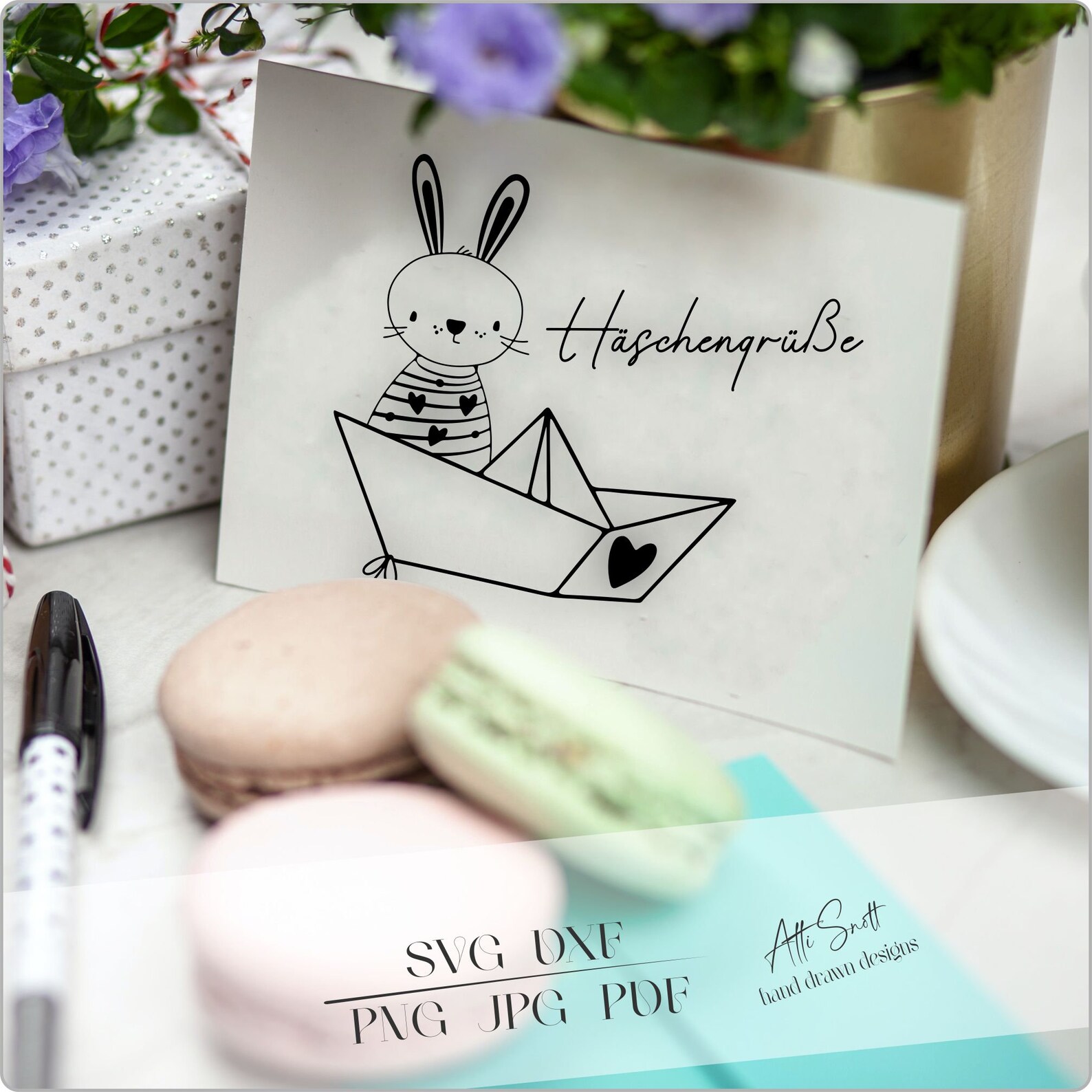 Plotterdatei Häschen im Papierboot svg - Etsy Schweiz