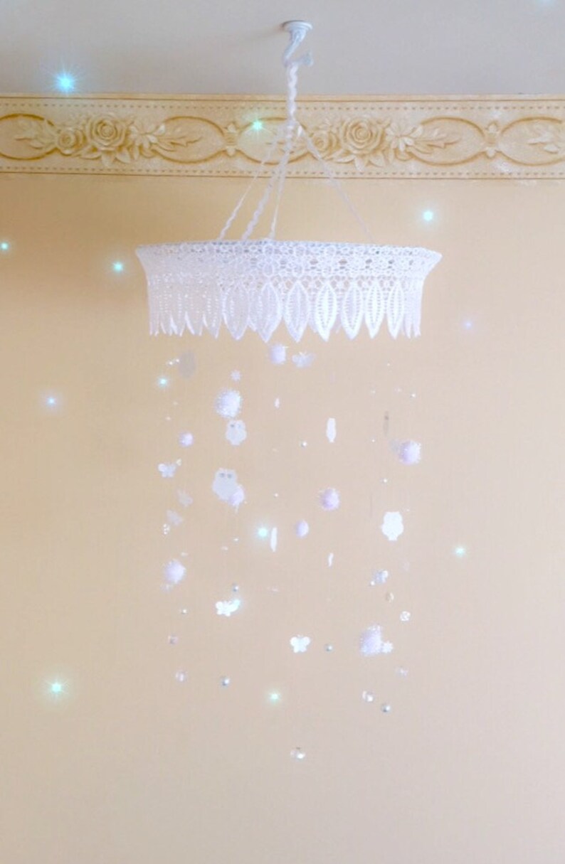 Crystal Mobile,baby Mobile,nursery Decor,musical Mobile,lace Mobile ...