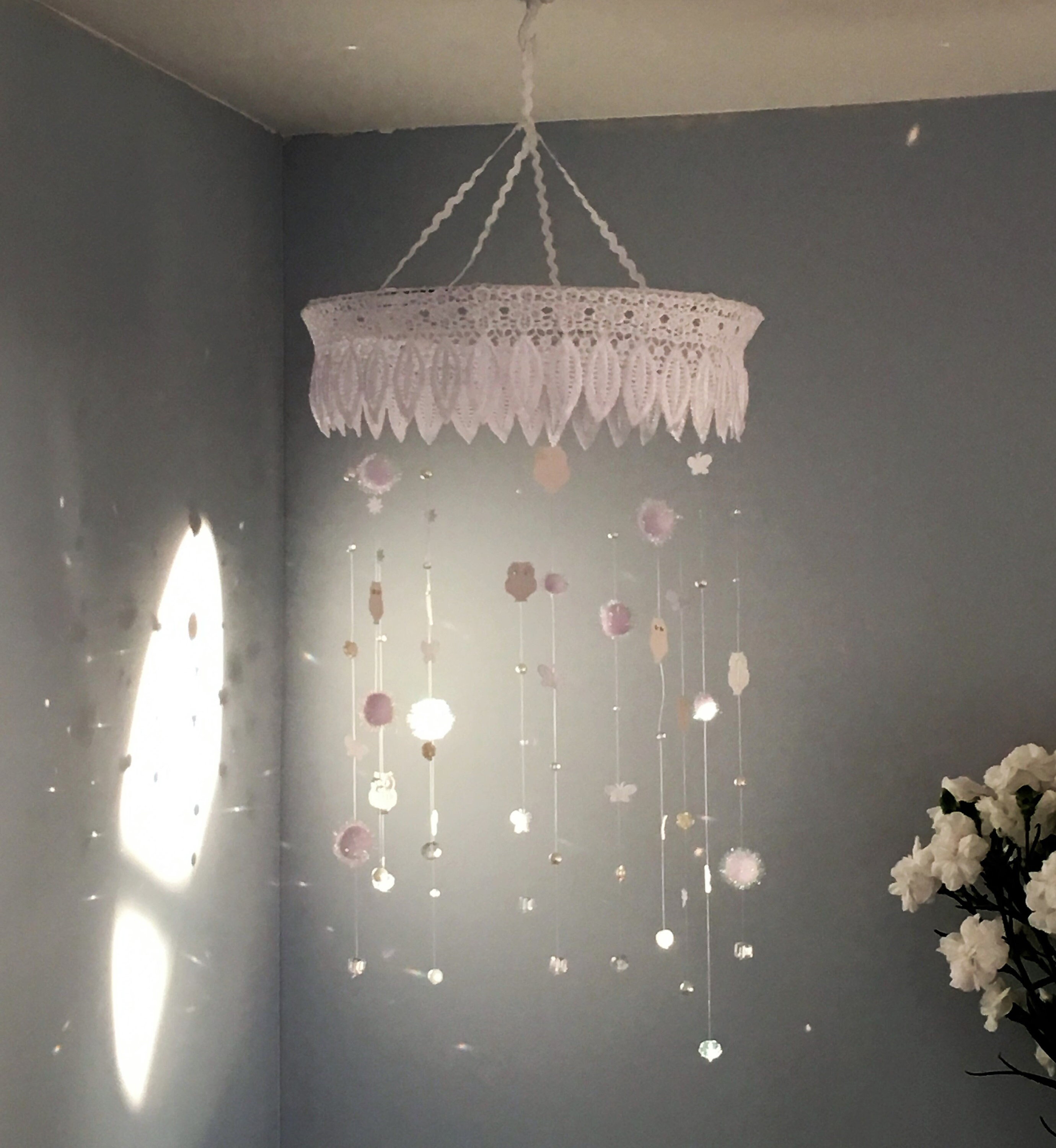 Crystal Mobile,baby Mobile,nursery Decor,musical Mobile,lace Mobile ...