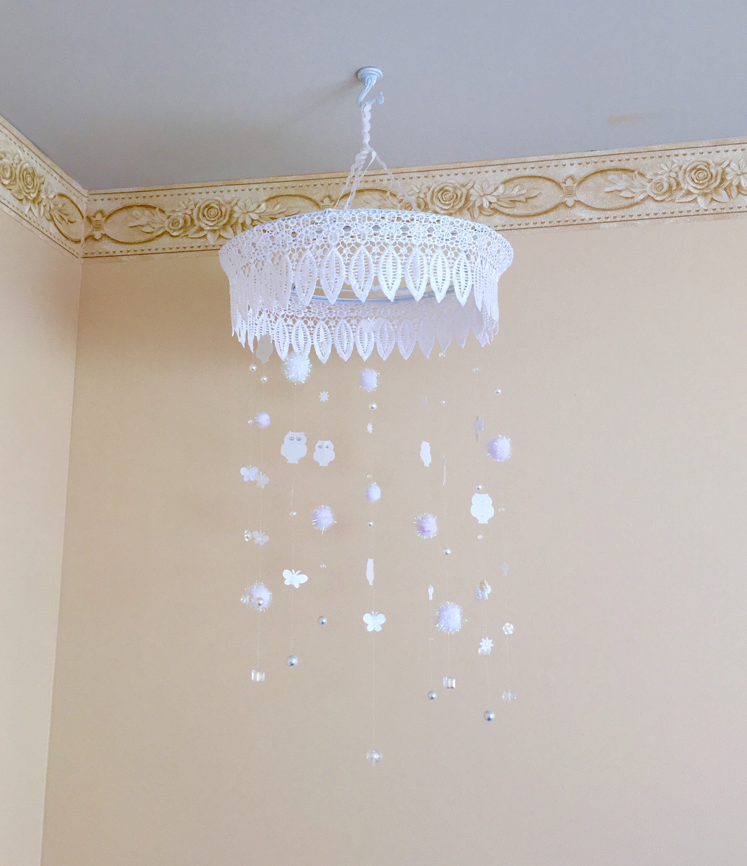 Crystal Mobile,baby Mobile,nursery Decor,musical Mobile,lace Mobile ...