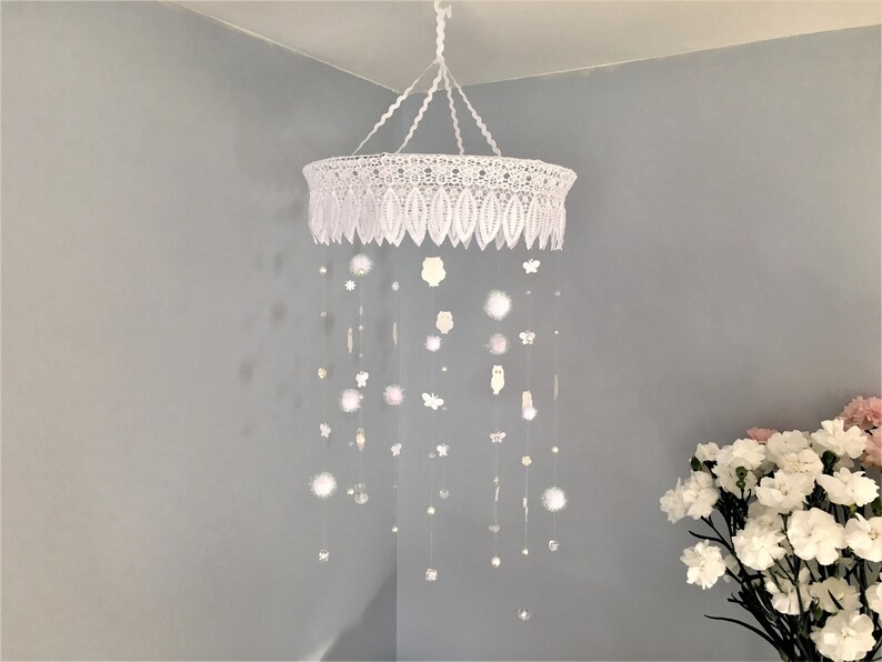 Crystal Mobile,baby Mobile,nursery Decor,musical Mobile,lace Mobile ...