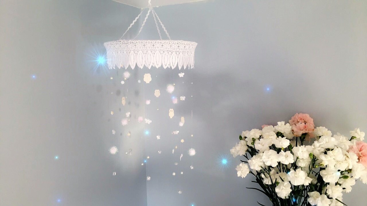 Crystal Mobile,baby Mobile,nursery Decor,musical Mobile,lace Mobile ...