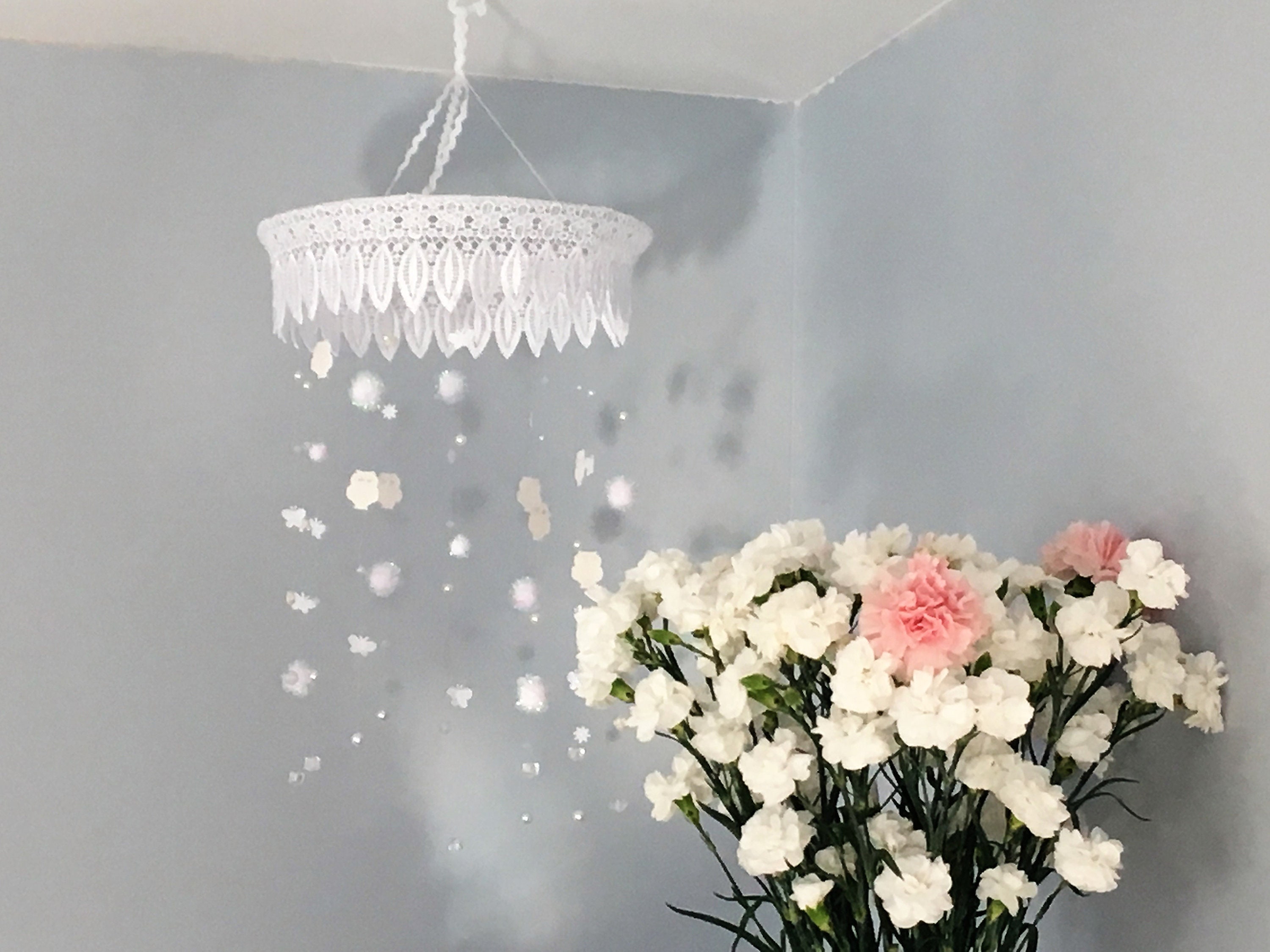 Crystal Mobile,baby Mobile,nursery Decor,musical Mobile,lace Mobile ...