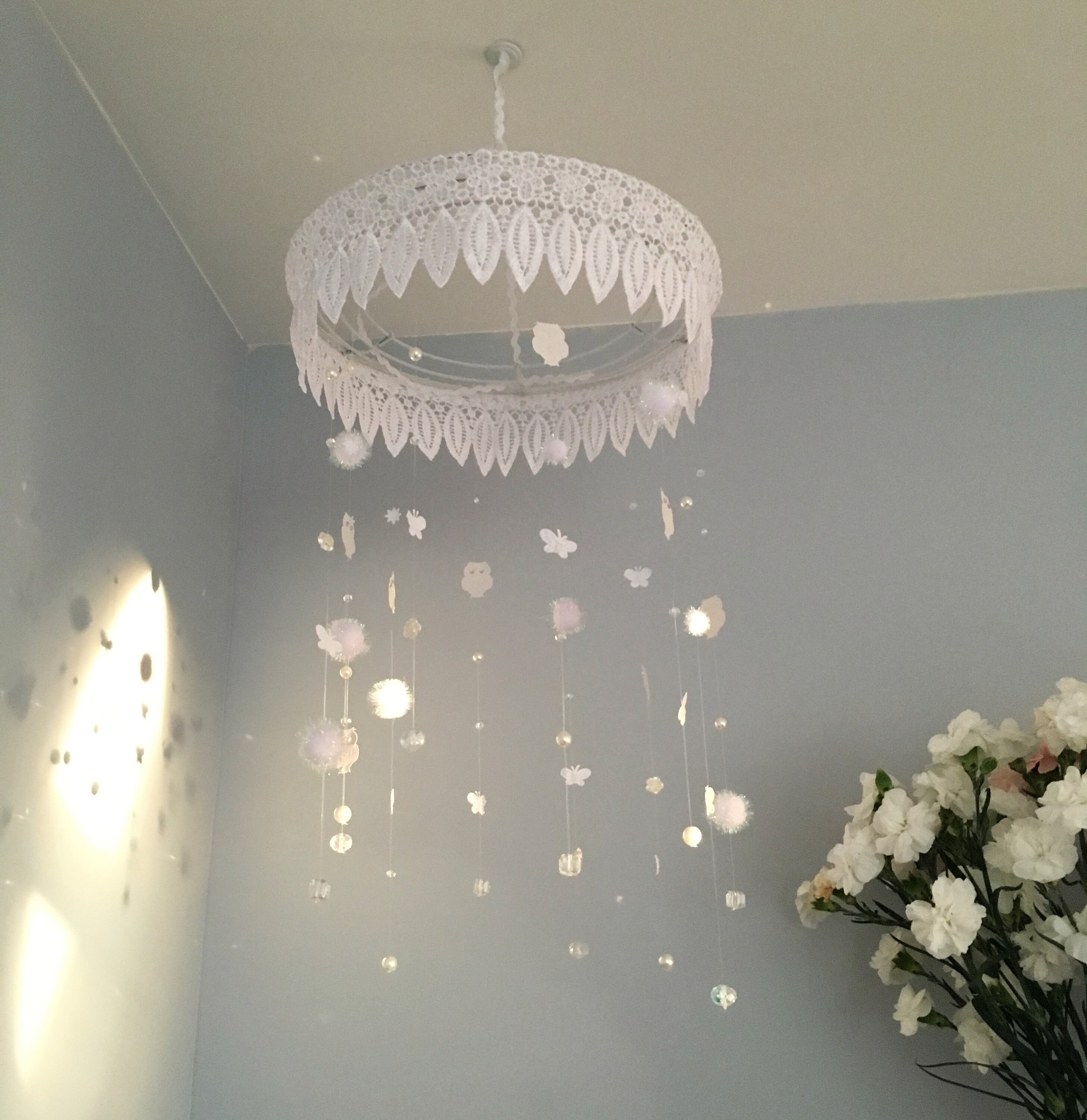 Crystal Mobile,baby Mobile,nursery Decor,musical Mobile,lace Mobile ...