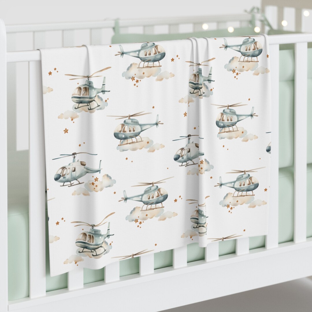 Helicopter Plane Flight Baby Blanket, Boy Baby Shower Gift, Aviation ...