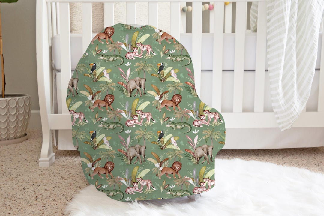 Jungle Safari Rain Forest Tropical Animals Personalized Baby Car Seat ...