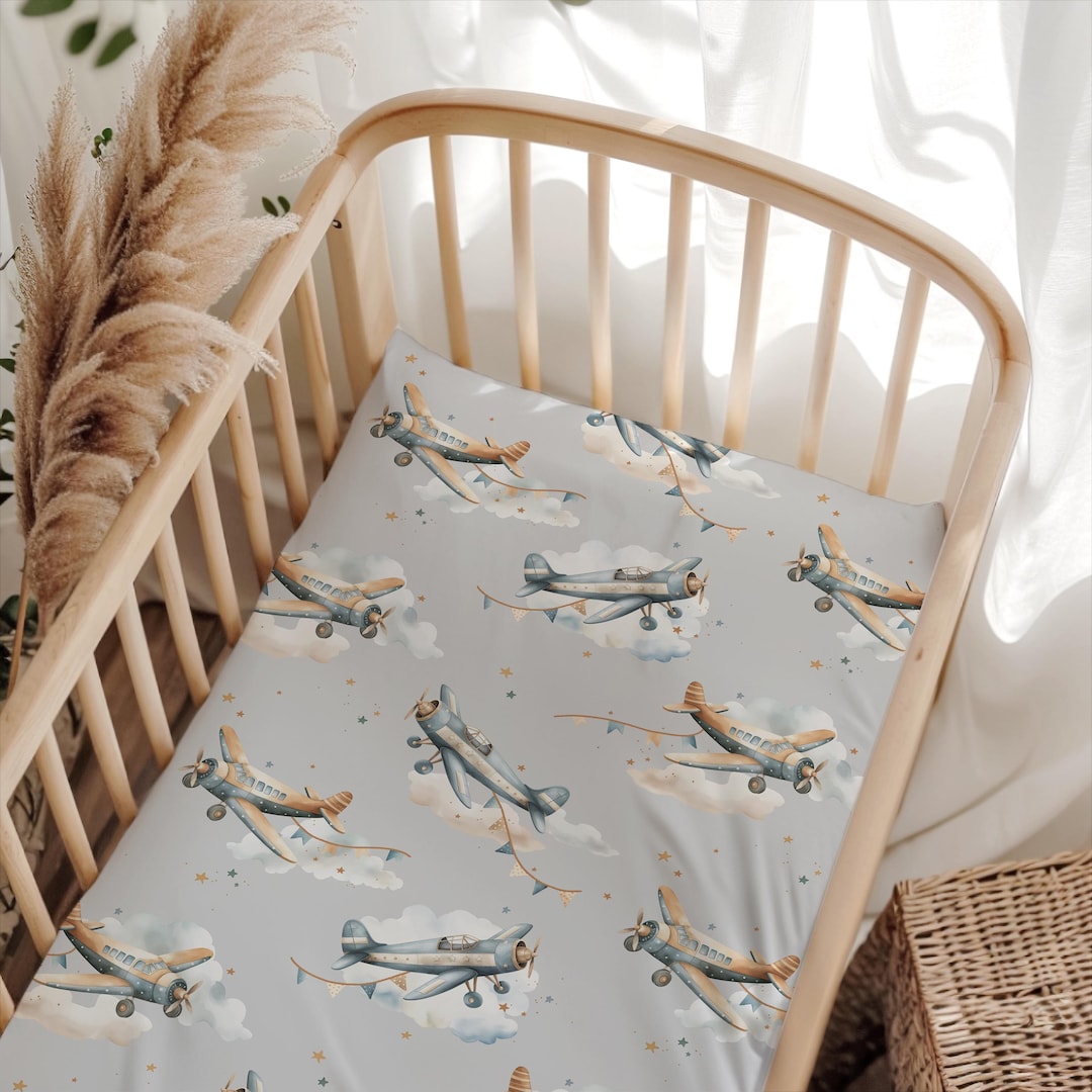 Airplane Aviator Planes Flying Personalized Baby Crib Sheet Flight ...