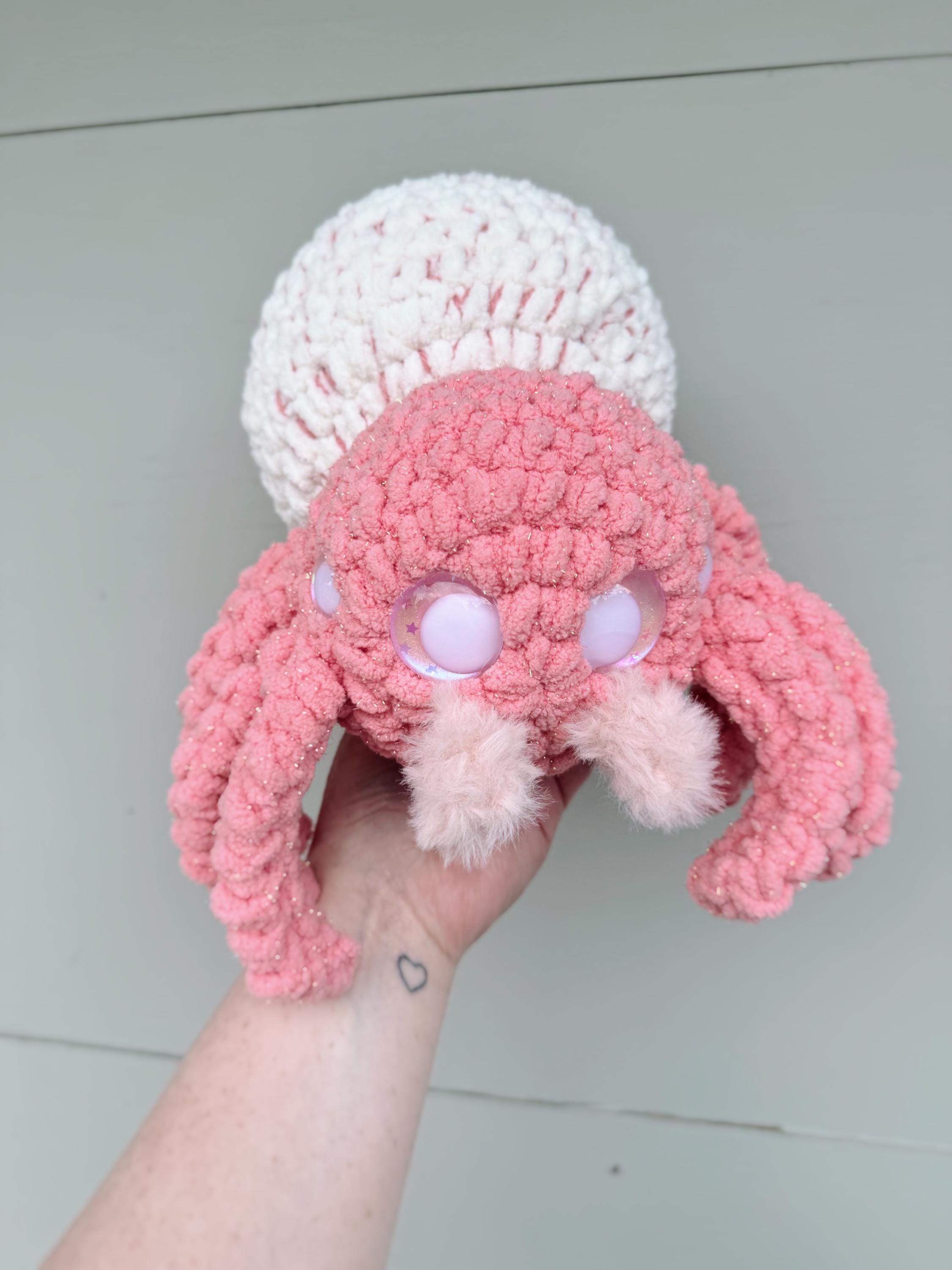 Spider Plush - Handmade Spider Plushie - Pink Spider - Chenille Yarn ...