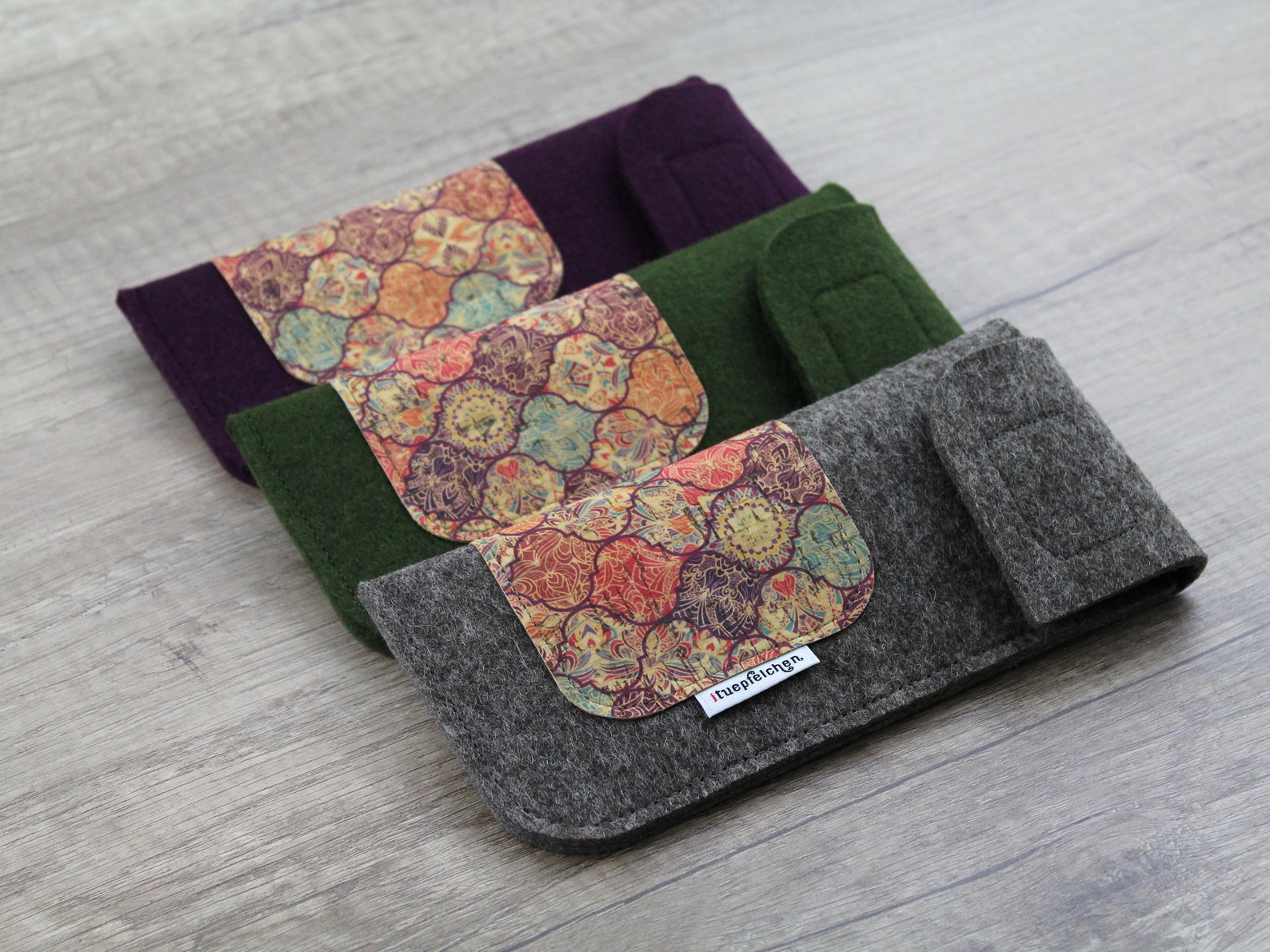 Merino Wool Felt Eyeglass Case With Cork Fabric | Storage Glasses ...