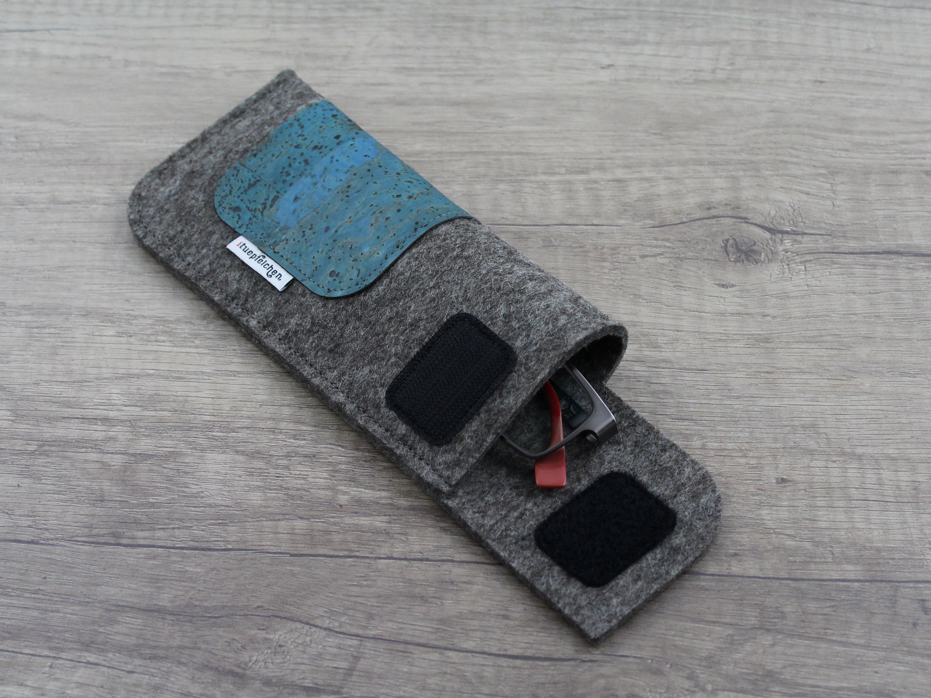 Merino Wool Felt Eyeglass Case With Cork Fabric | Storage Glasses ...
