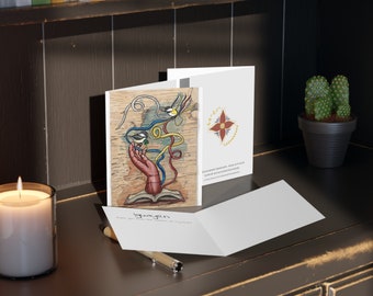 5 Pack Greeting Cards Blank Folded Landscape Ojibwe Floral Print Native ...