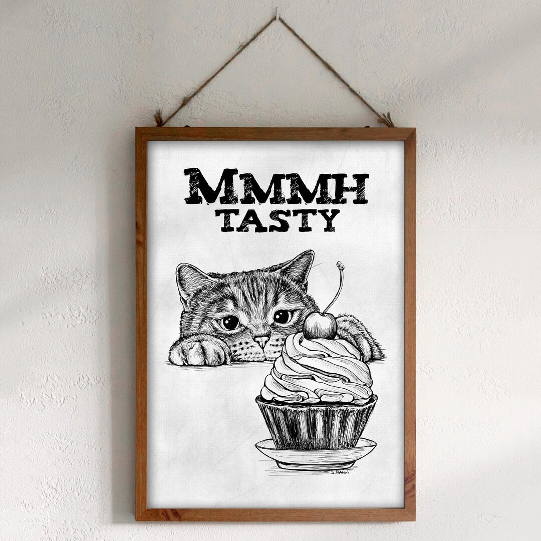 Download Poster • Tasty • Funny Cute Cat Kitten Postcard Sandra Mahn ...
