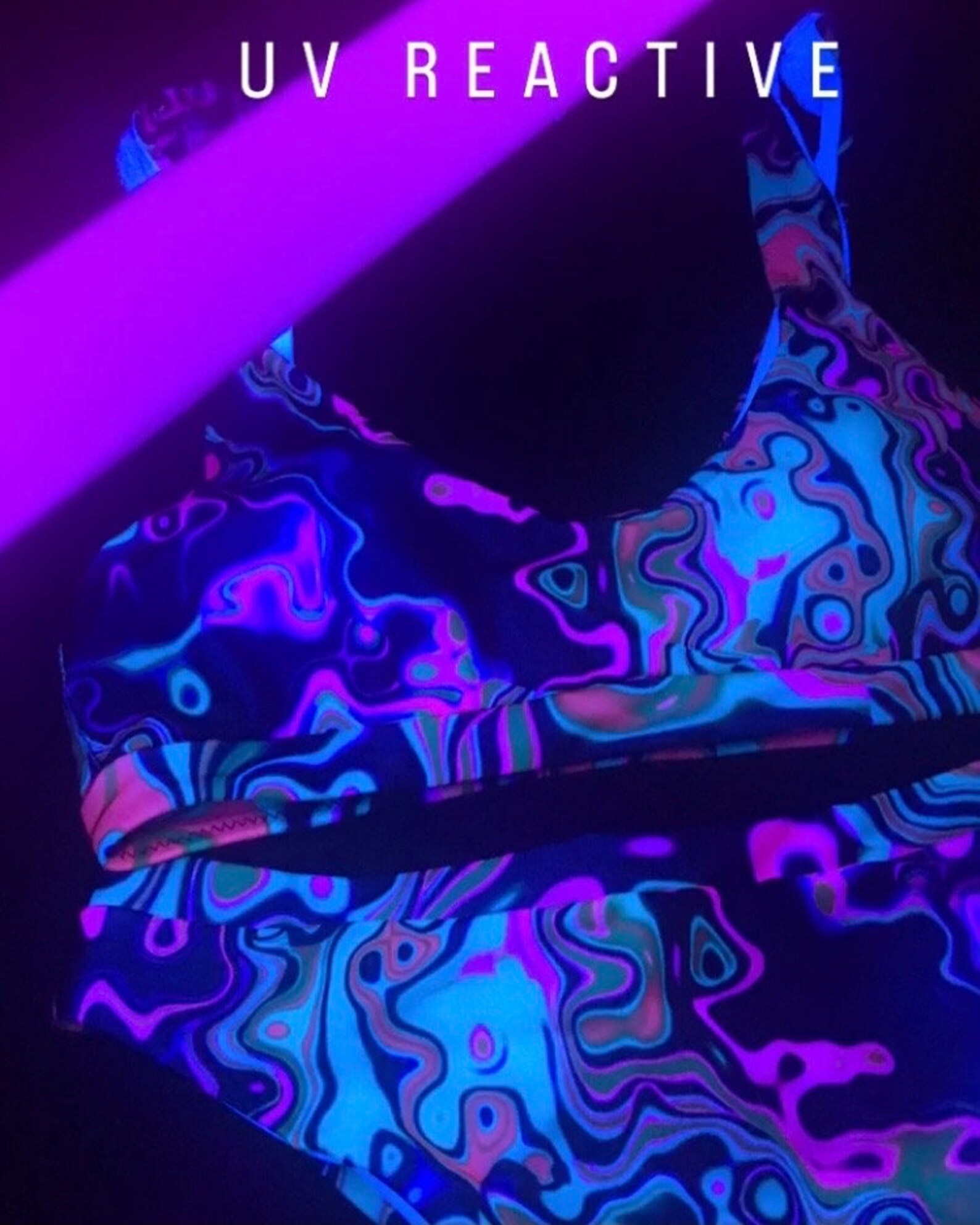 Radioactive Spill Top & High-waisted Bikini Swimsuit / Rave Set | UV ...