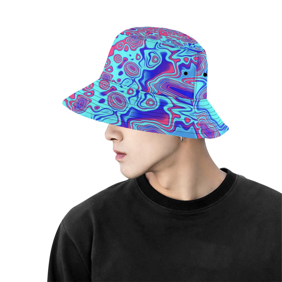 Psychedelic Liquid Plasma Rave Bucket Hat | UV Blacklight Reactive - Etsy