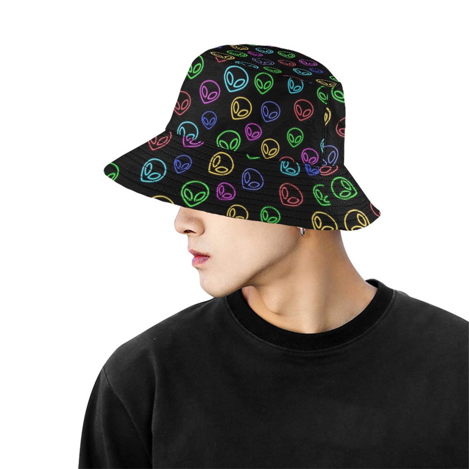 Alien Outline Bucket Hat UV Blacklight Reactive - Etsy