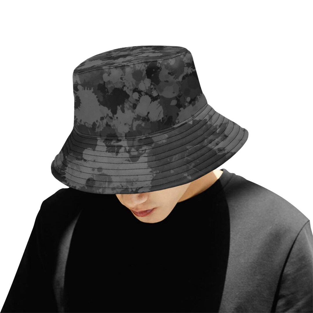 Grey and Black Paint Splatter Bucket Hat - Etsy