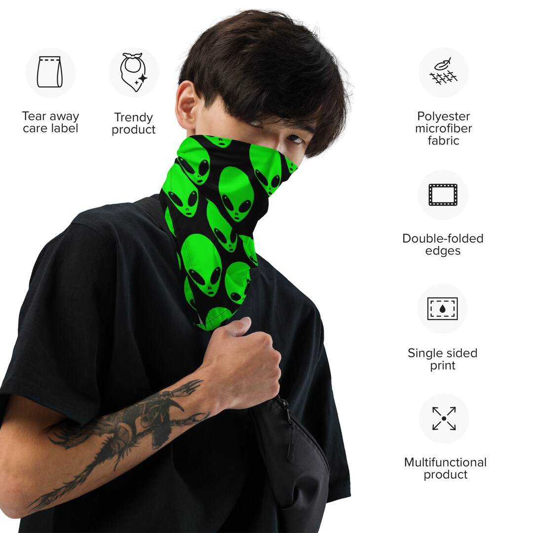 Green Alien Head Rave Bandana - Etsy