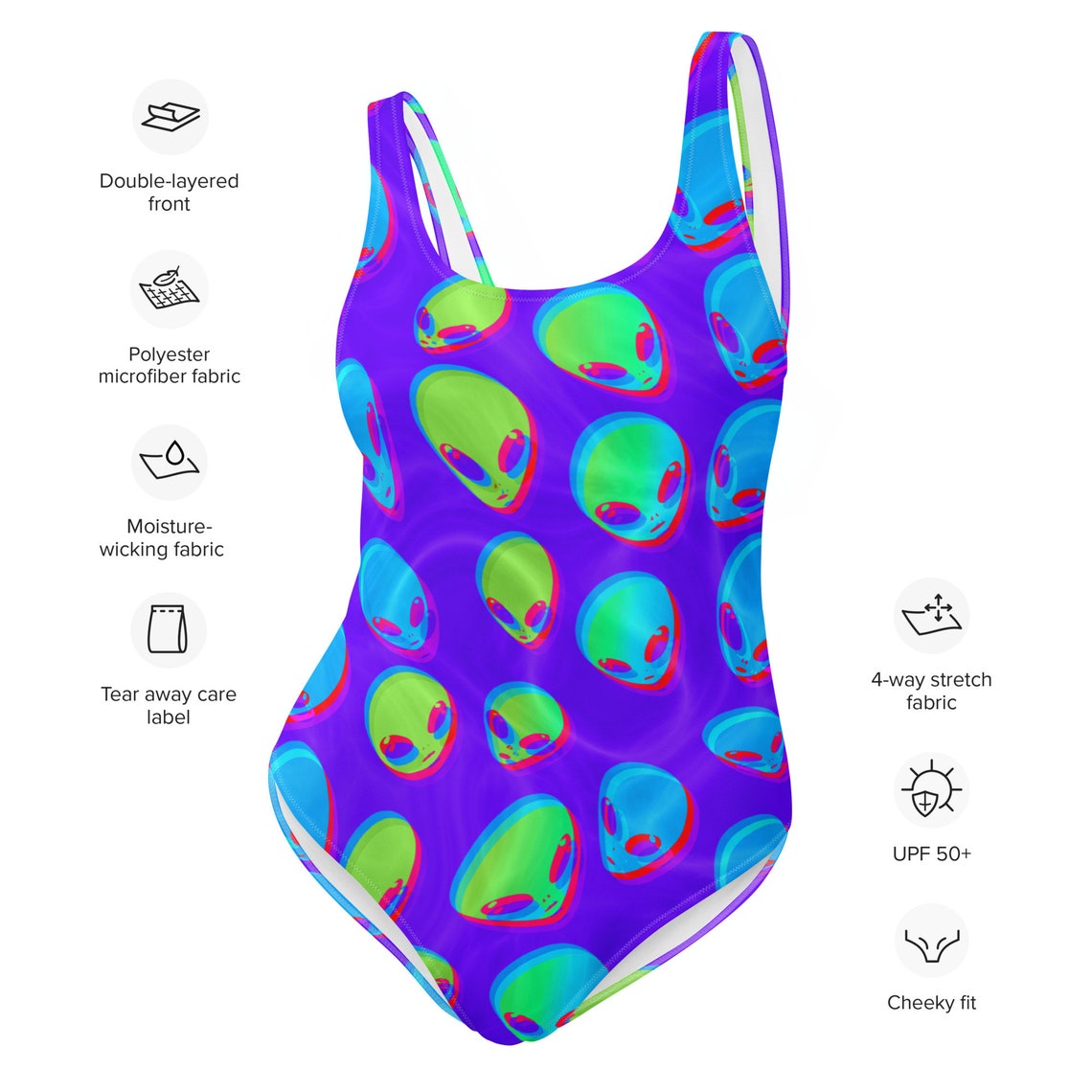 Purple Alien Vapor Glitch One-piece Swimsuit - Etsy