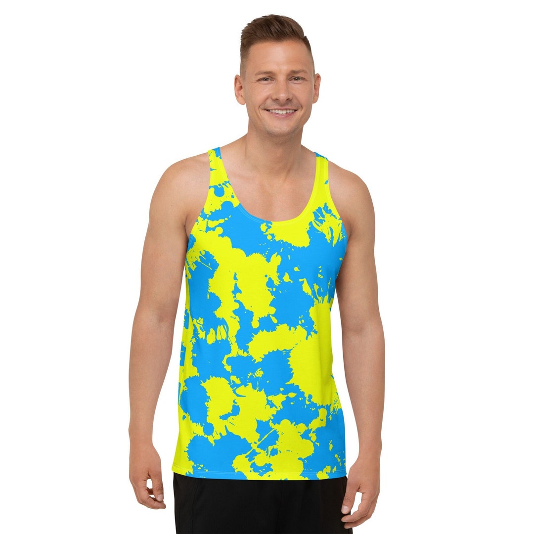 Yellow and Blue Paint Splatter Unisex Tank Top - Etsy