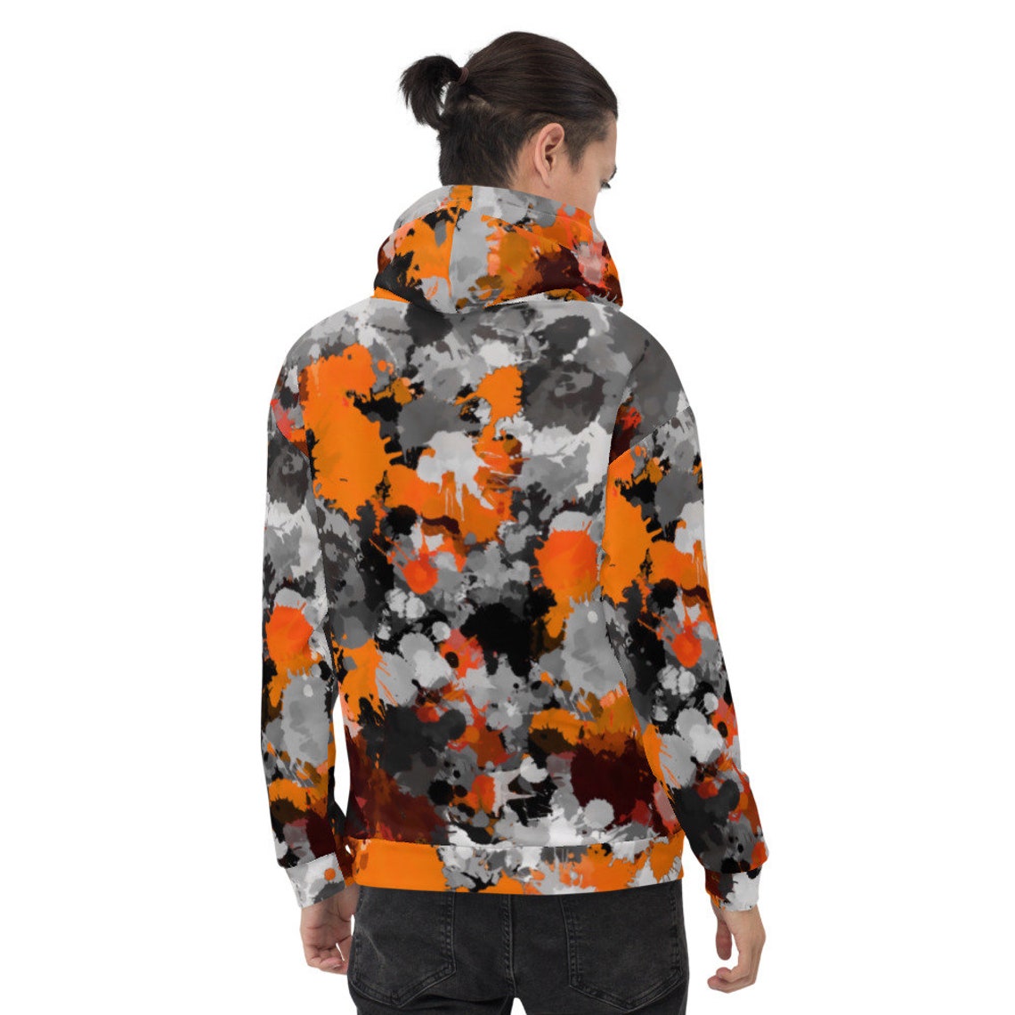 Orange and Grey Paint Splatter Camo Light-weight Pullover Hoodie - Etsy