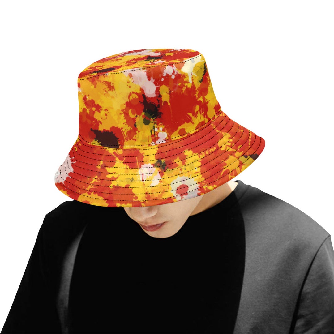 Red and Gold Paint Splatter Bucket Hat - Etsy