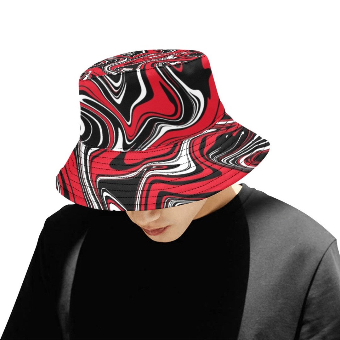 Red Black and White Rave Spill Bucket Hat - Etsy
