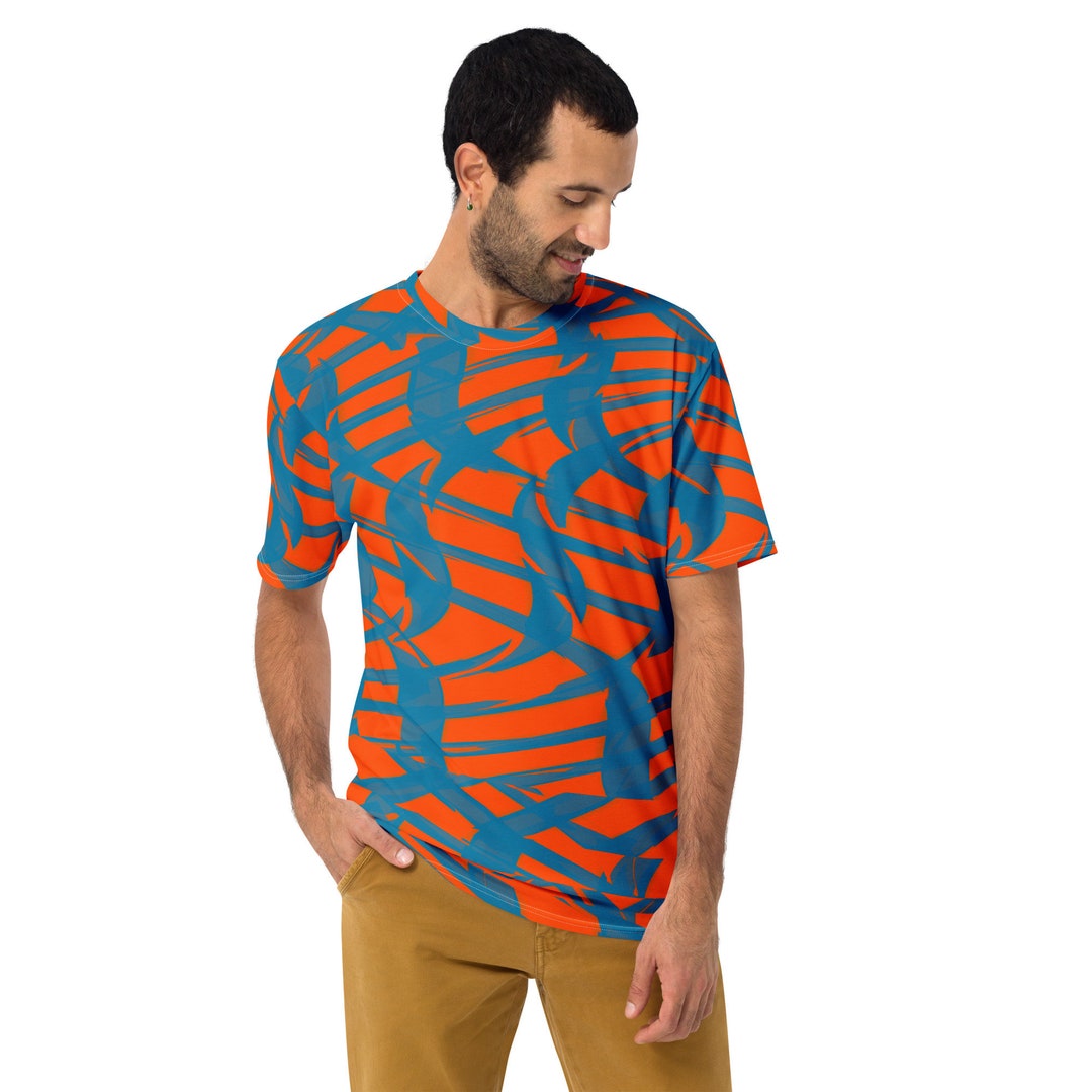 Orange and Turquoise Squiggly Rave Checkered Pattern Unisex T-shirt - Etsy