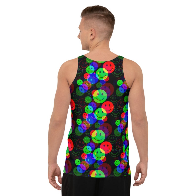 RGB Smile Glitch Rave Ready Unisex Tank Top | UV Blacklight Reactive - Etsy