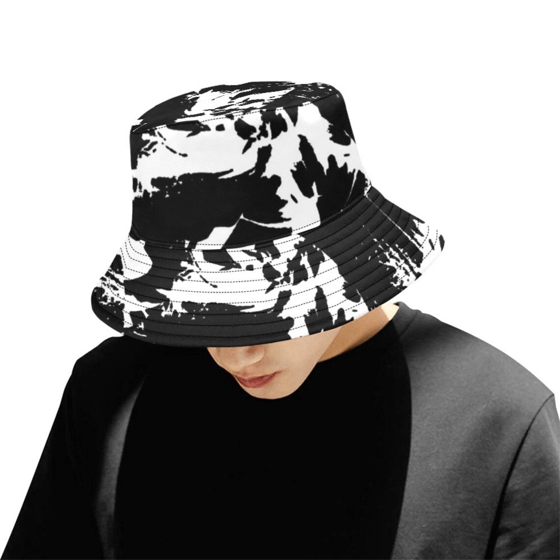Black and White Paint Splatter Bucket Hat - Etsy