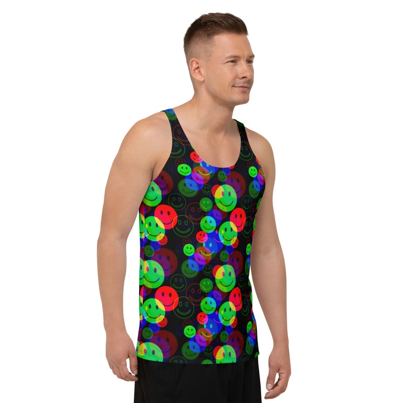 RGB Smile Glitch Rave Ready Unisex Tank Top | UV Blacklight Reactive - Etsy