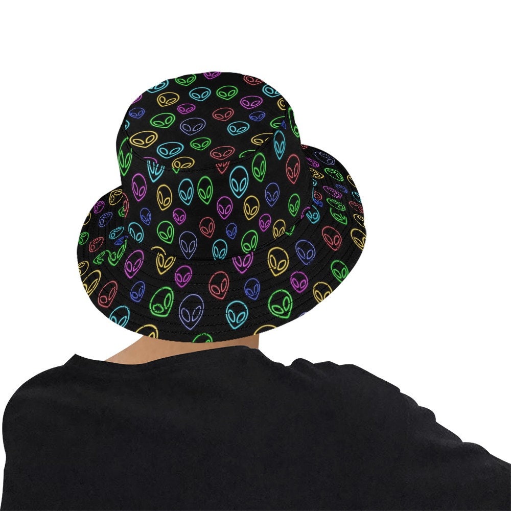 Alien Outline Bucket Hat UV Blacklight Reactive - Etsy