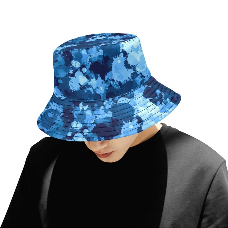 Blue Paint Splatter Camo Bucket Hat | Etsy