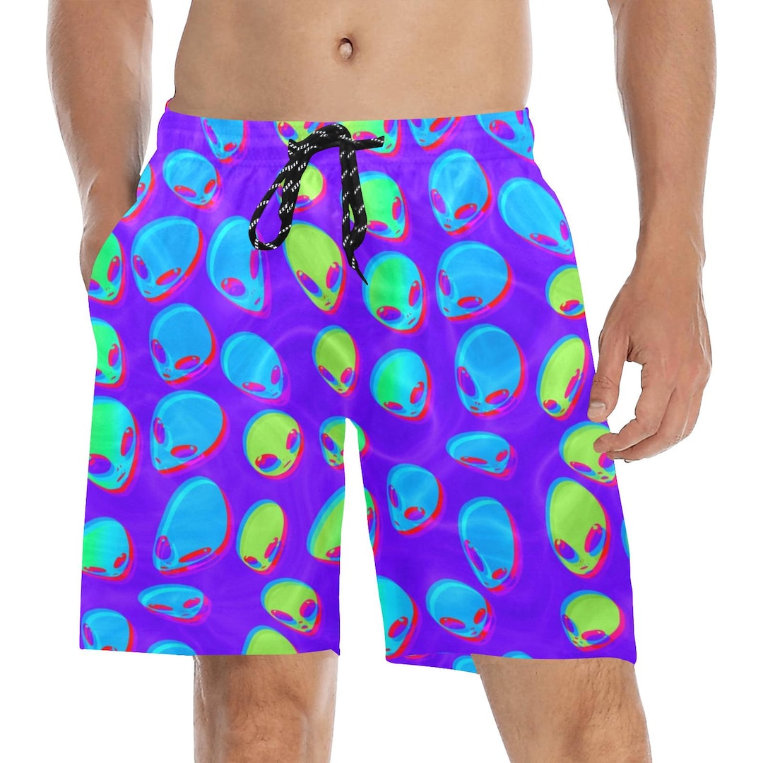 Purple Alien Vapor Glitch Men's Mid-length Swim Shorts - Etsy