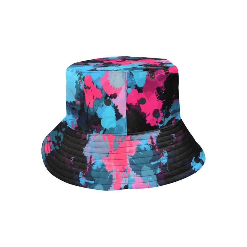 Pink and Blue Paint Splatter Bucket Hat | UV Blacklight Reactive - Etsy