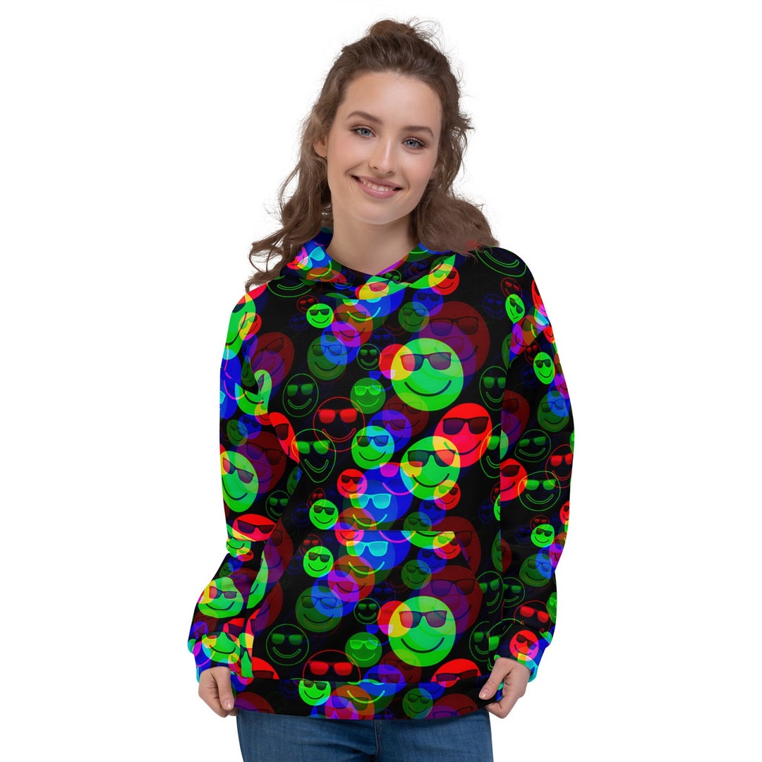 RGB Shaded Smile Glitch Pullover Hoodie - Etsy