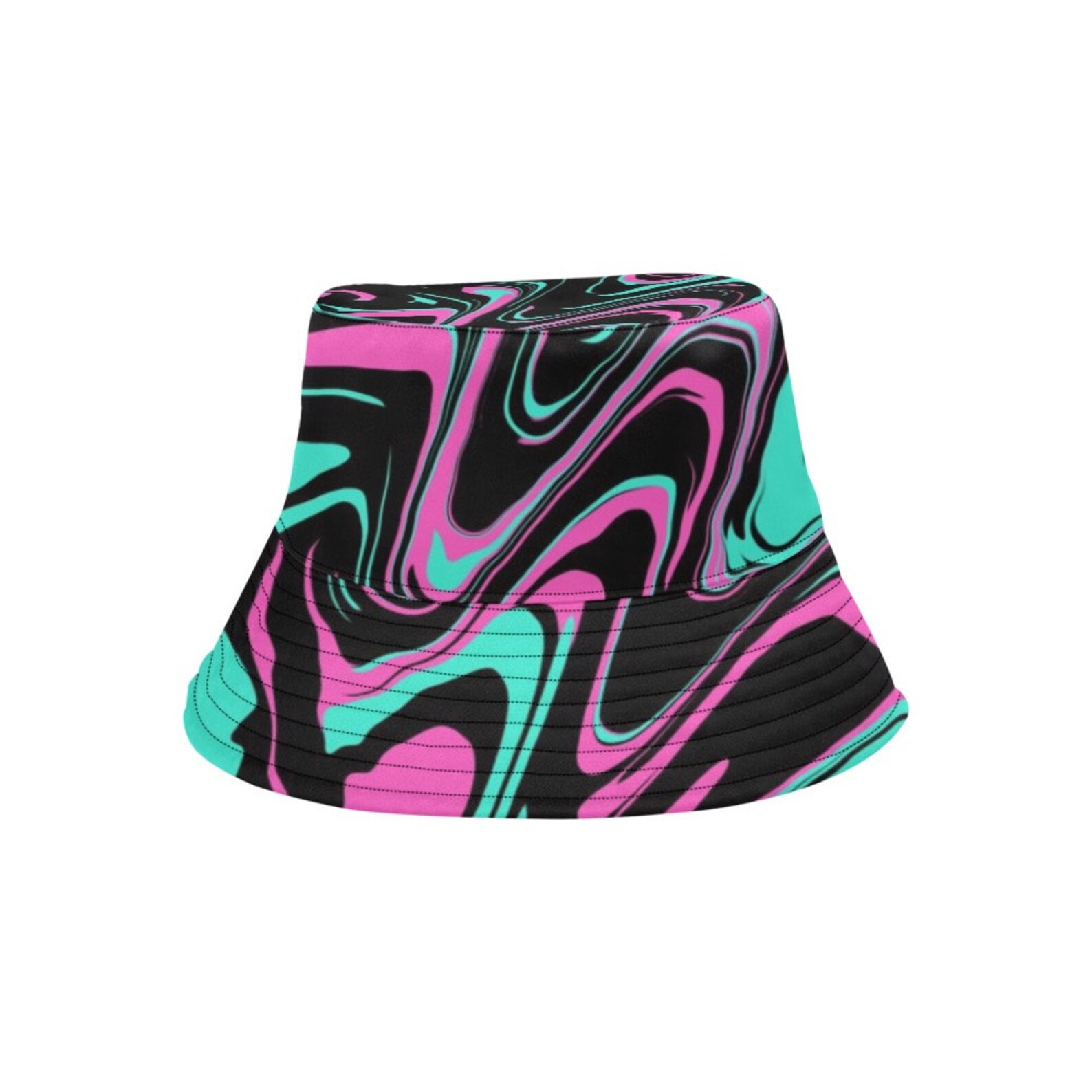 Teal and Pink Psychedelic Melt Bucket Hat UV Blacklight - Etsy