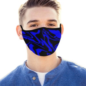 SALE Blue and Black Abstract Melt Mouth Mask - Etsy