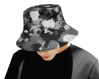Grey and Black Paint Splatter Bucket Hat | Etsy