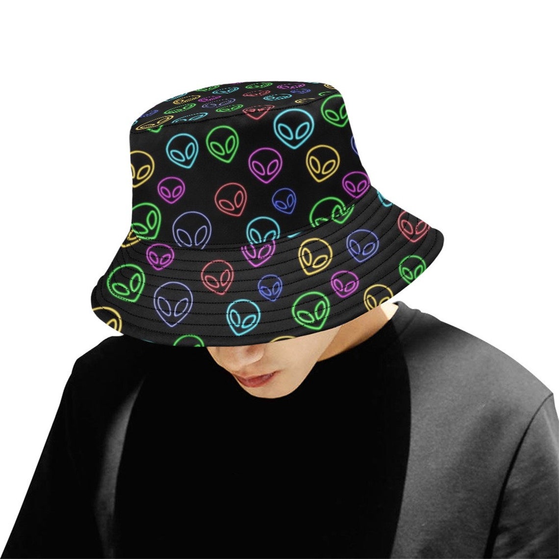 Alien Outline Bucket Hat UV Blacklight Reactive - Etsy