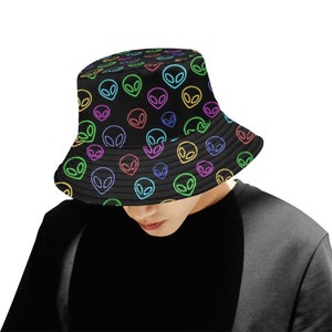 Alien Outline Bucket Hat UV Blacklight Reactive - Etsy