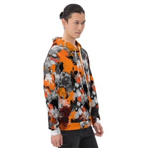 Orange and Grey Paint Splatter Camo Light-weight Pullover Hoodie - Etsy